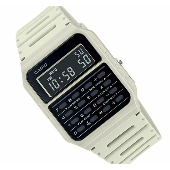 Casio | Accessories | Casio White Watch Digital Retro Calculator Beige ...
